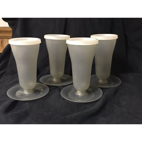 Tupperware | Kitchen | Vtg Tupperware 7544 Set Of 4 Tall Gray Footed ...
